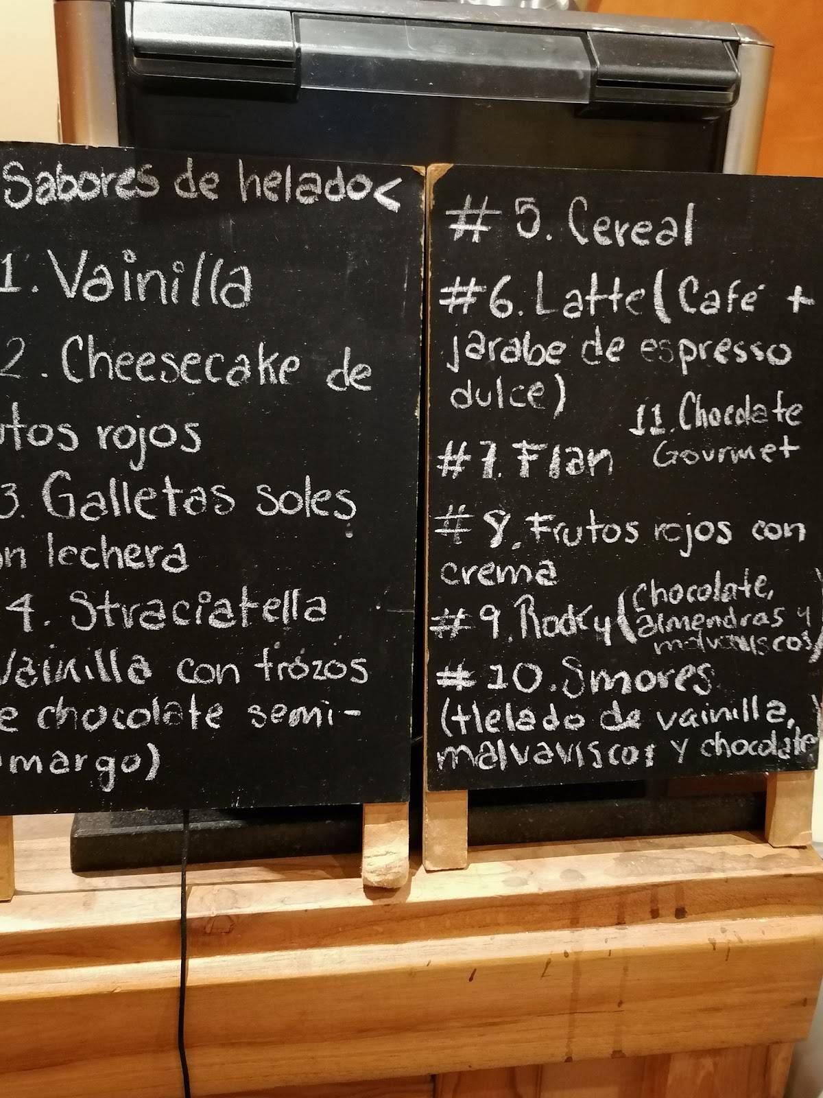 Menu at Raudal Heladería Artesanal cafe, Merida