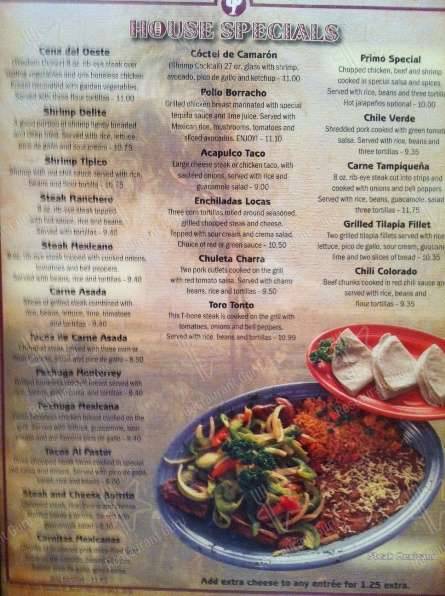 Menu at La Pinata restaurant, Meridian