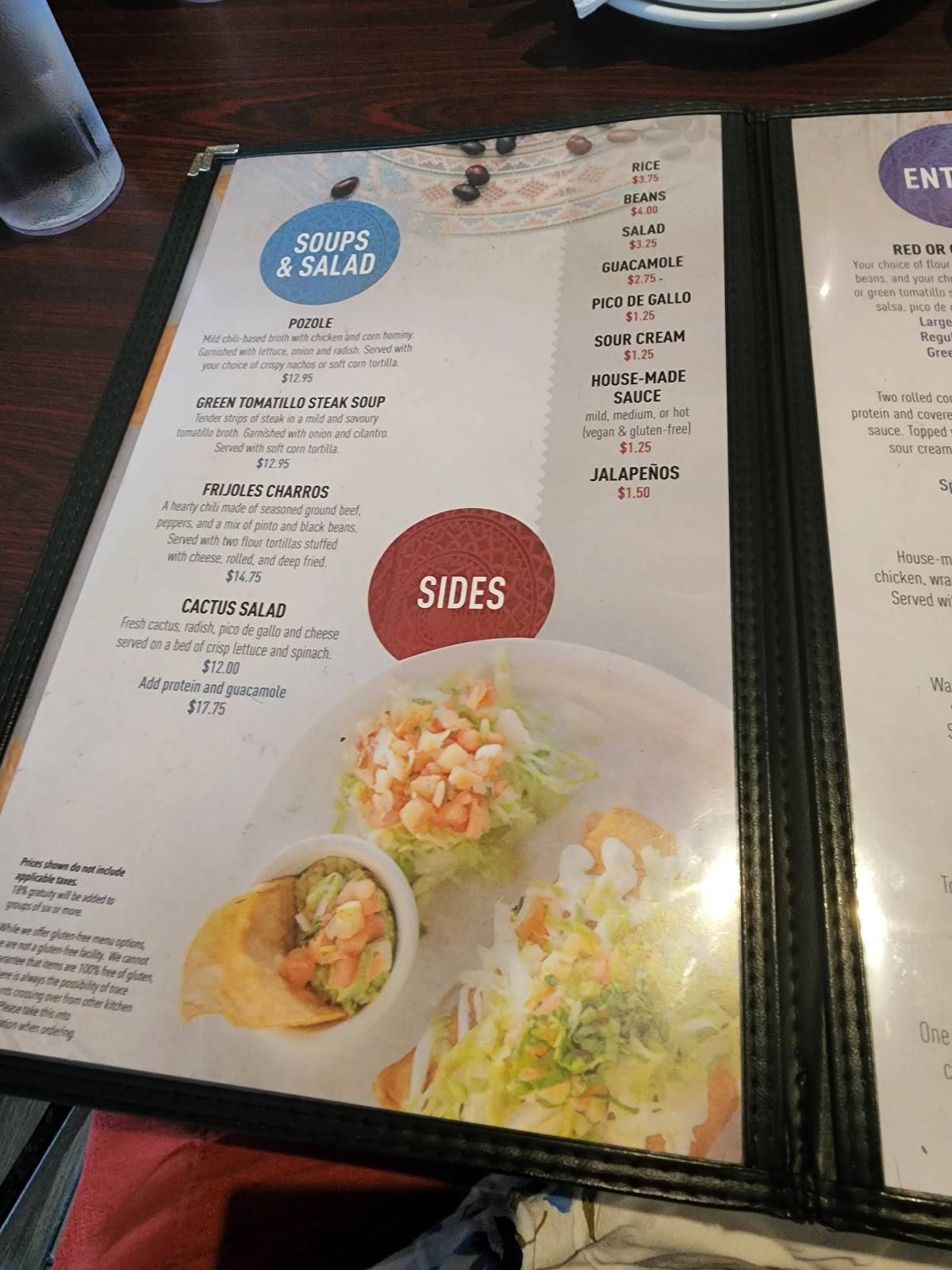 Menu at Mesa restaurant, Hamilton