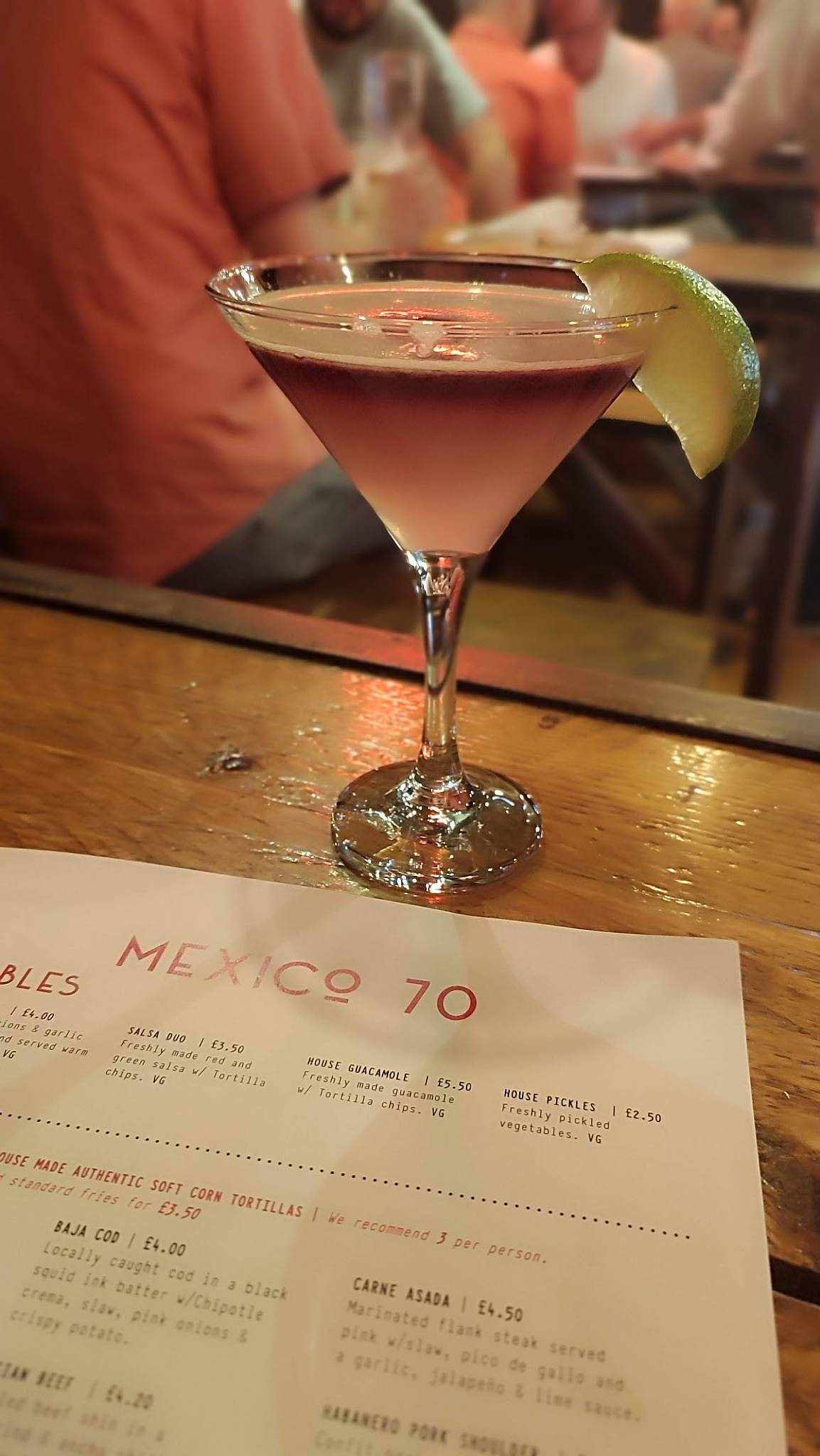 Menu at Mexico 70 restaurant, Sunderland