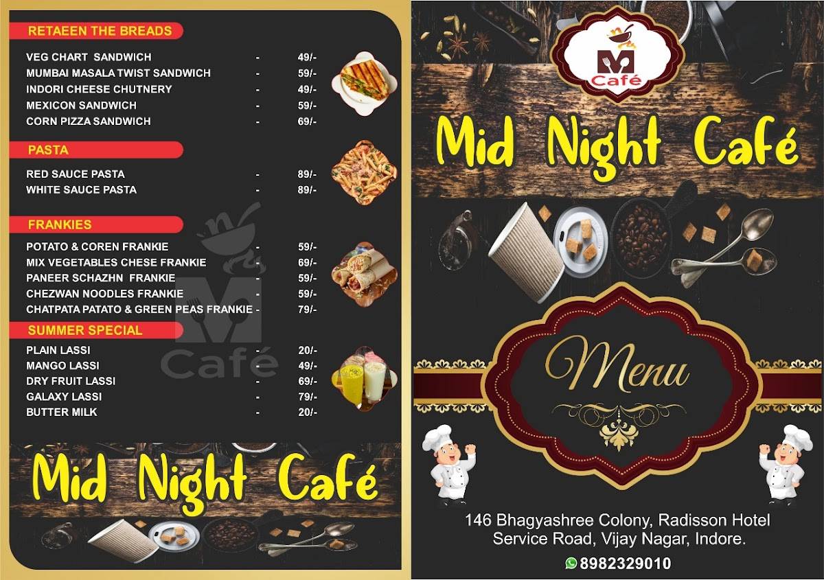 Menu at Mid Night Cafe, Indore