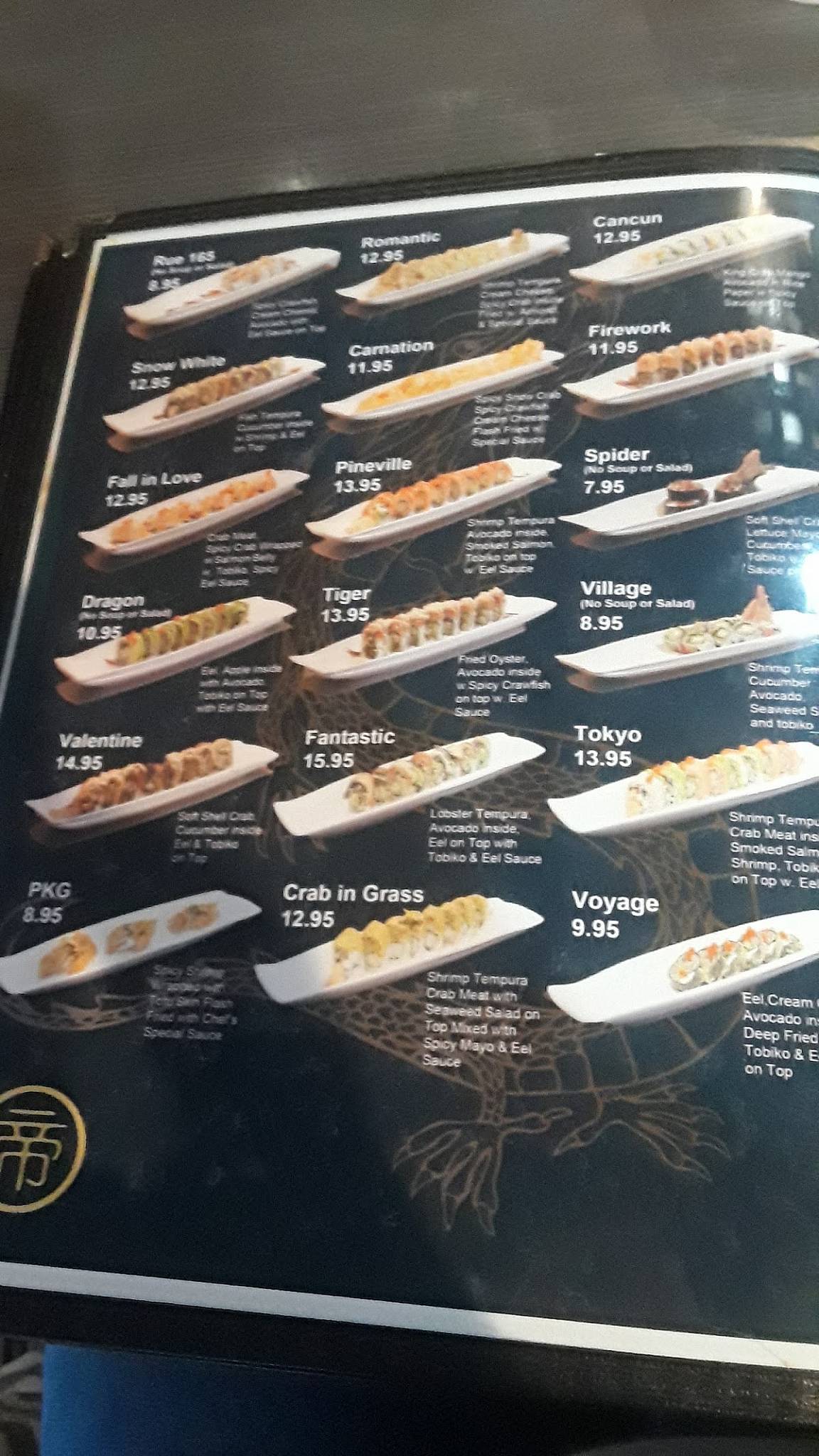 Menu at Mikado Sushi & Steak House restaurant, Pineville