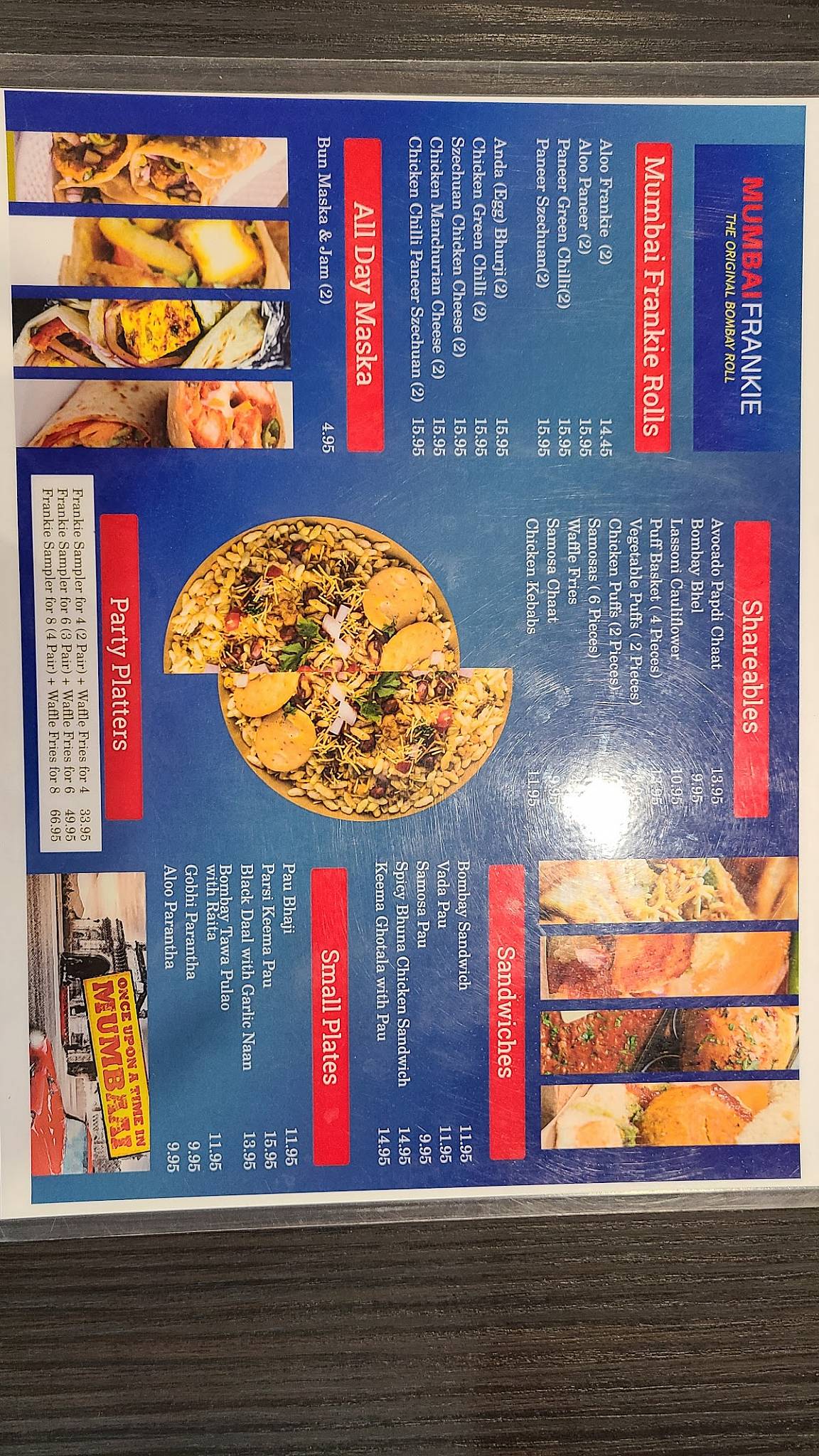Menu au Mumbai Frankie Mississauga - The Original Bombay Roll ...