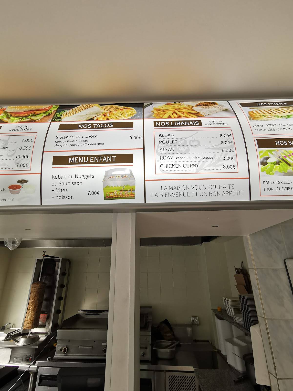 Menu at Monsieur Kebab restaurant, Albert