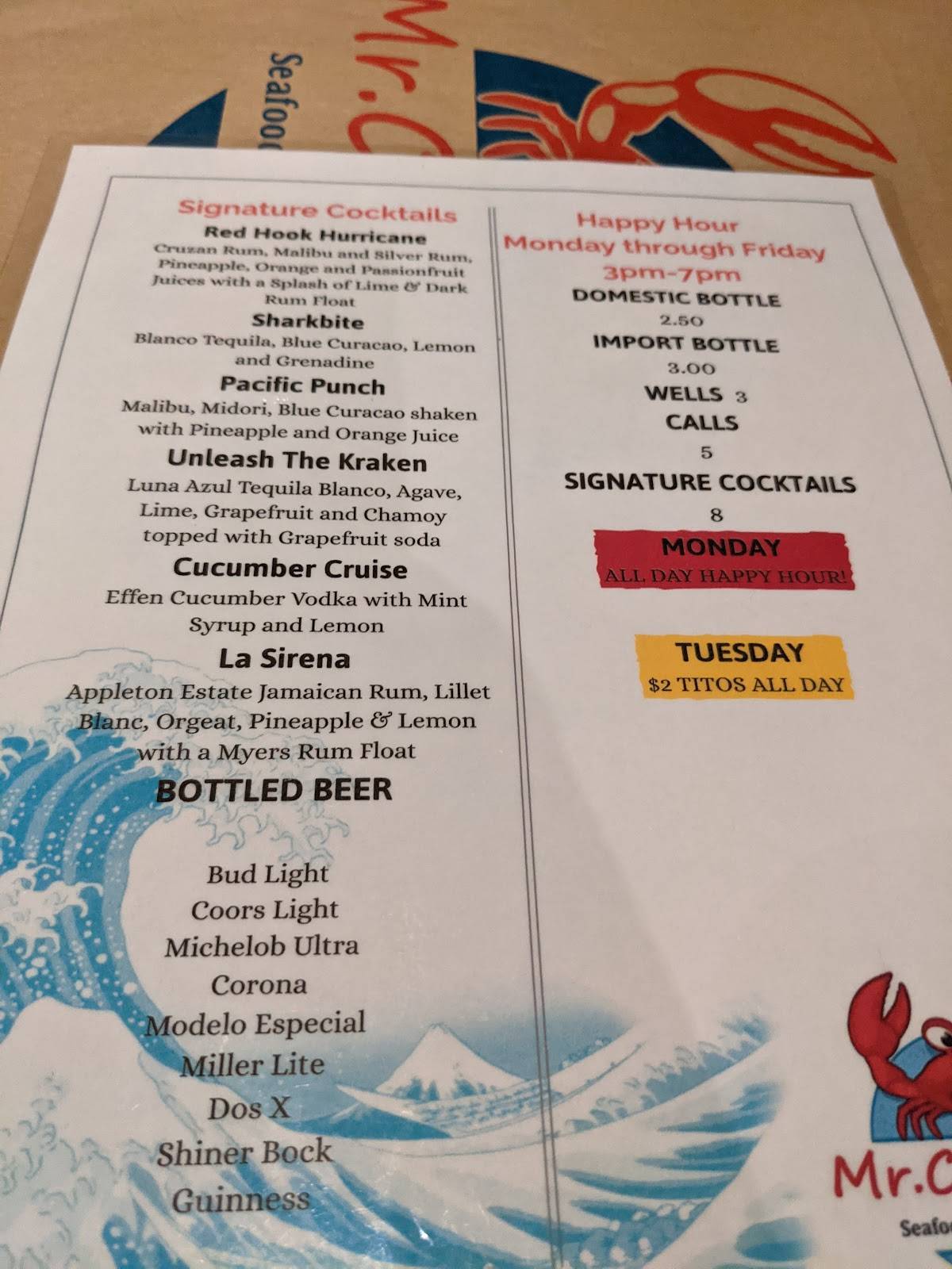 Menu at Mr.Crabby's Cajun Seafood & Bar, Schertz