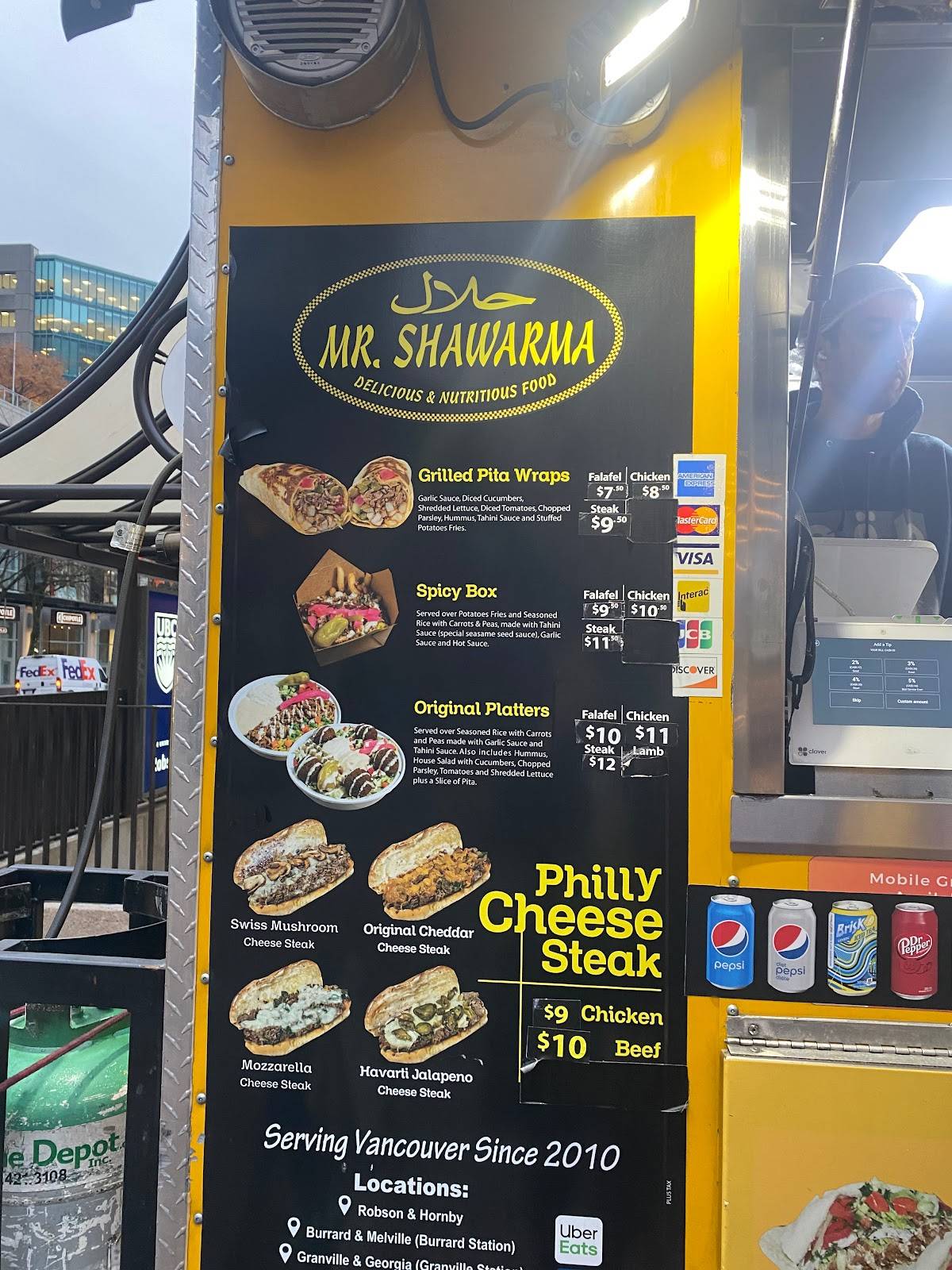 Menu at Mr.Shawarma Robson Location restaurant, Vancouver