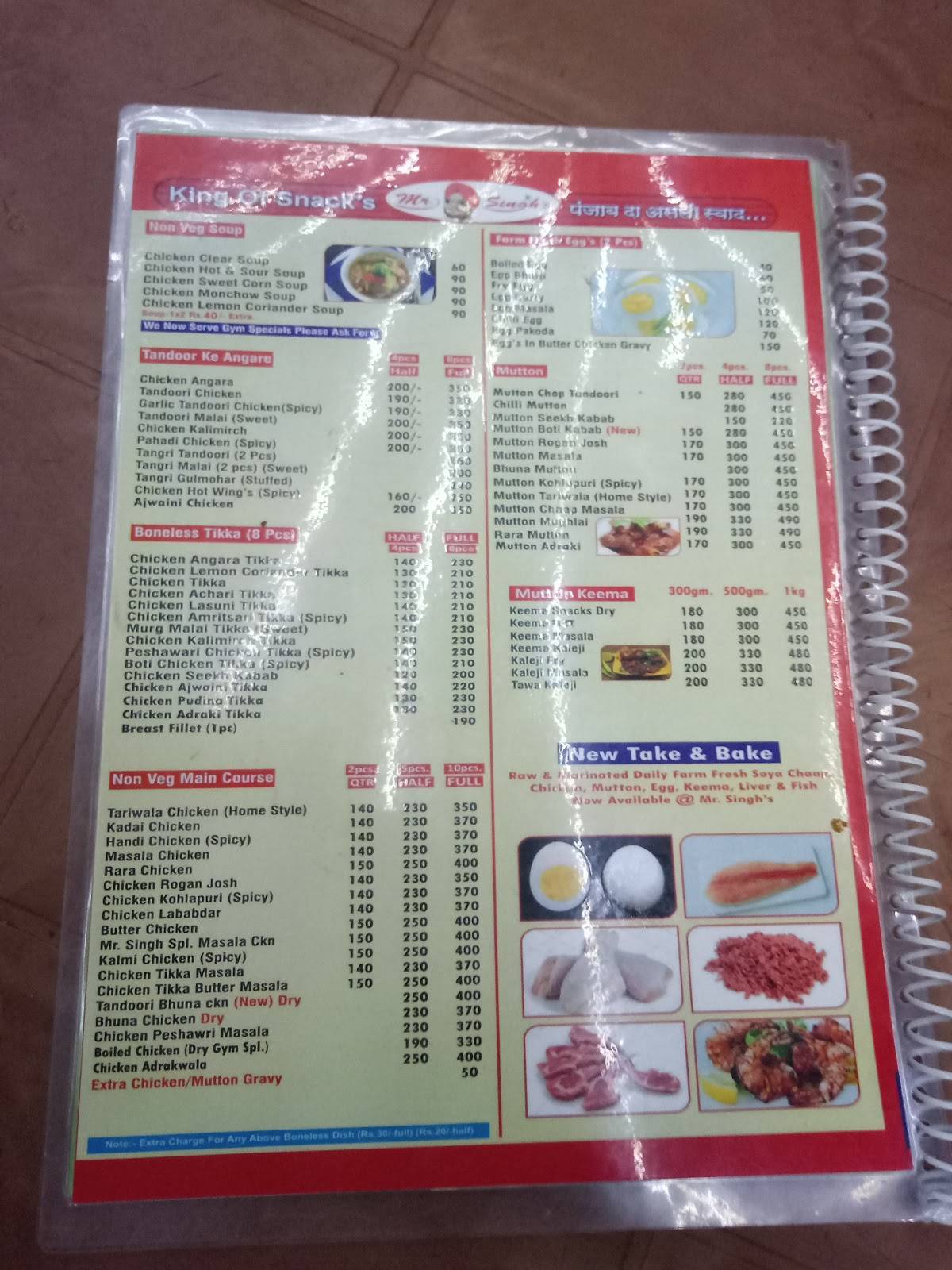 Menu at Mr.Singh's Restaurant, Indore, G-1