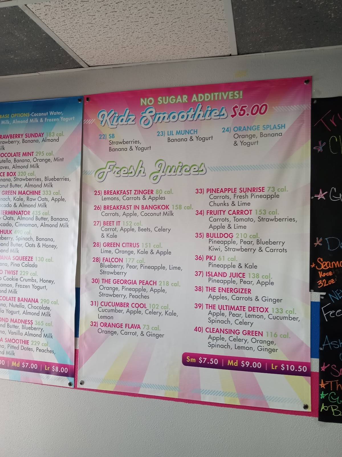 Menu at Mr. Smoothie Juice Bar, Warner Robins