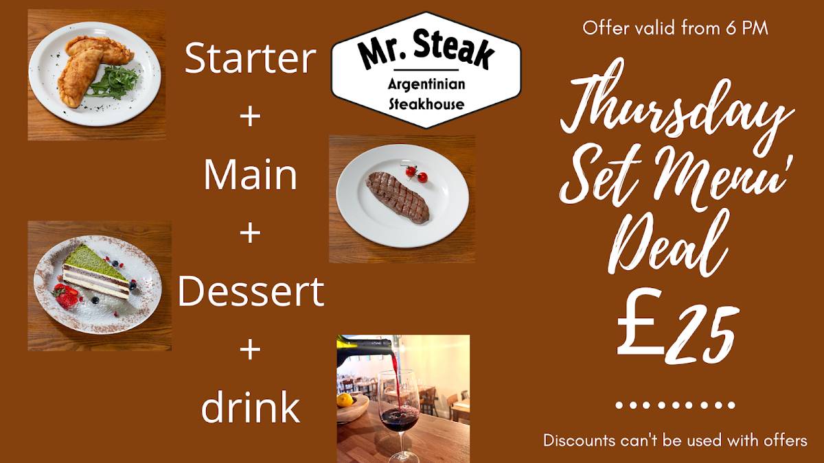 Menu at Mr. Steak steakhouse, London