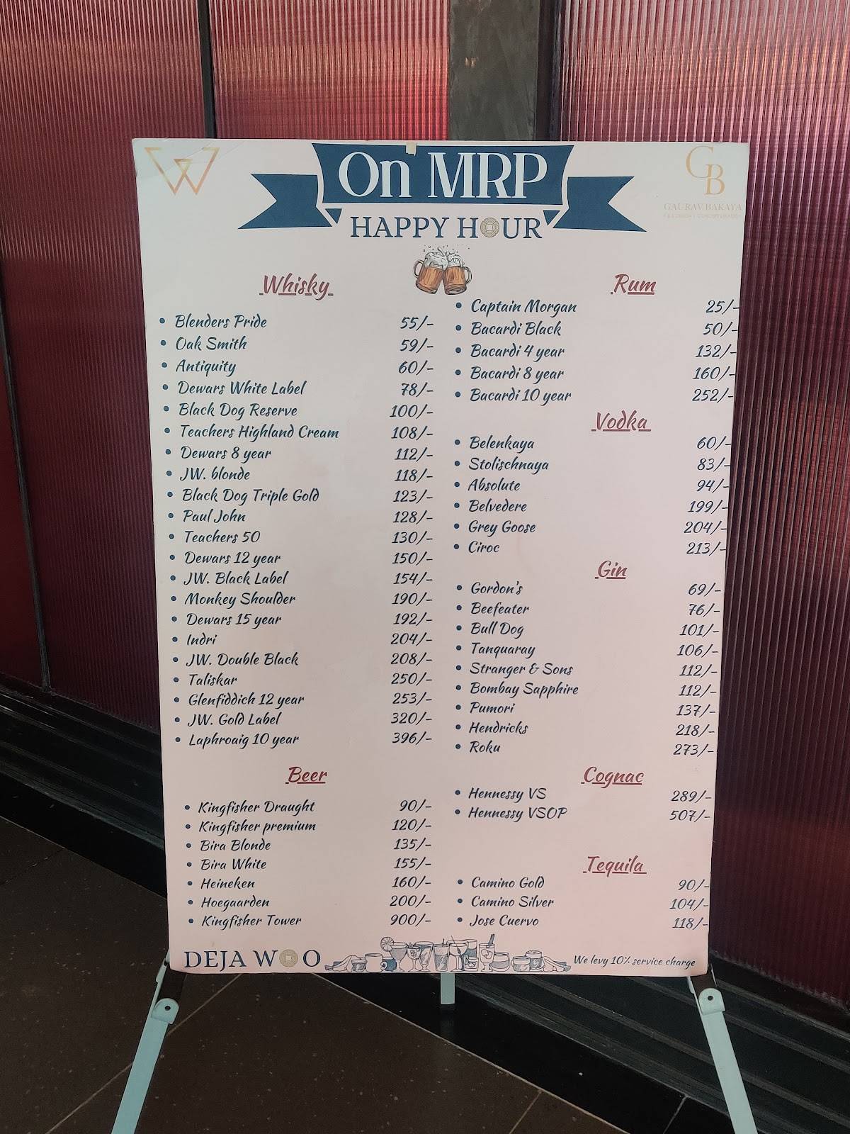 Menu at Deja Woo, Mumbai