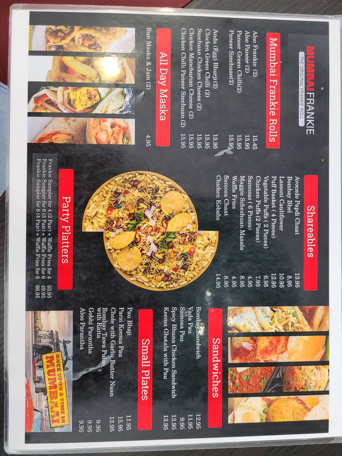 Menu au Mumbai Frankie Mississauga - The Original Bombay Roll ...