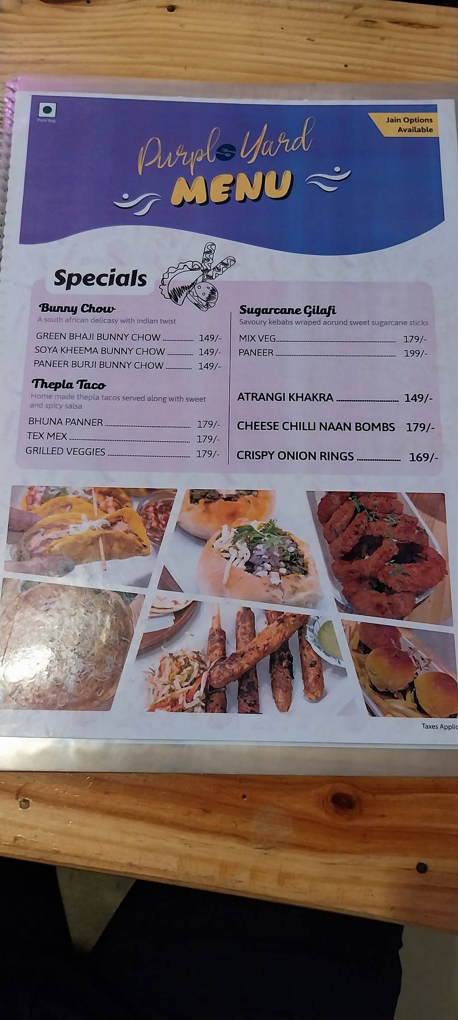 Menu at Purple Yard - Best Restaurants in Nashik Jain Food Best Cafe in ...