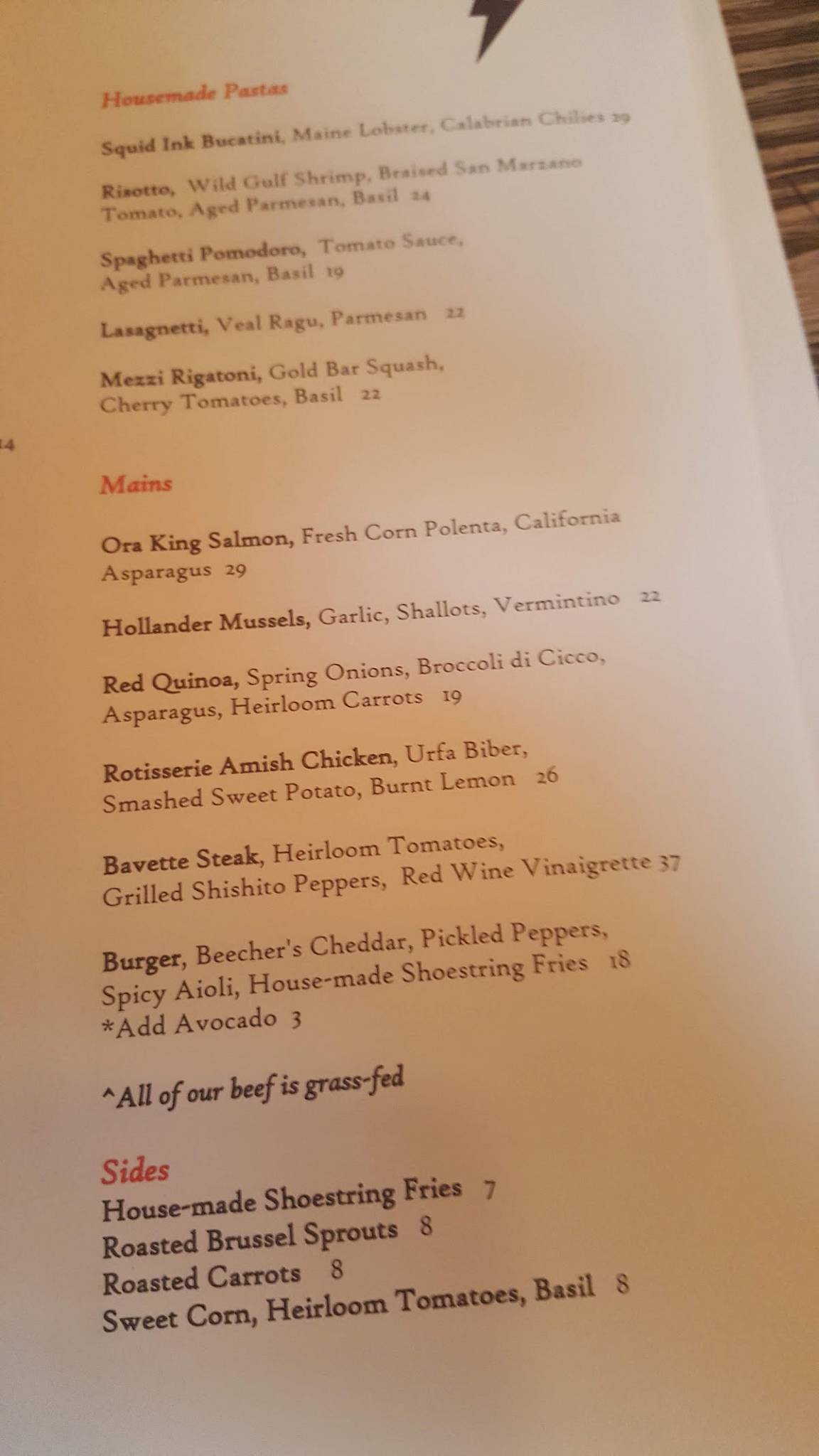 Menu at Margaux pub & bar, New York City