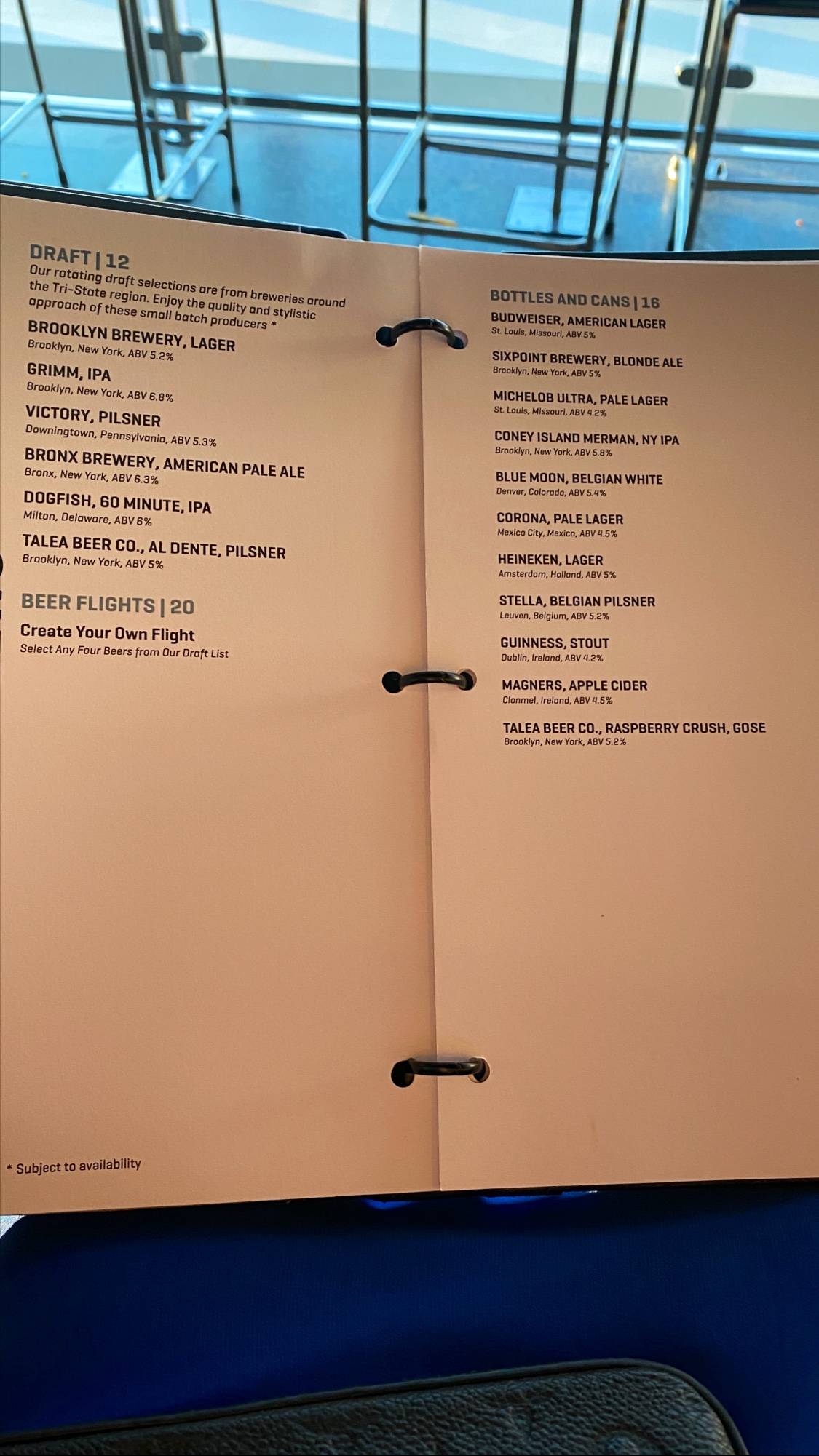 Menu at ONE Dine at One World Observatory restaurant, New York City