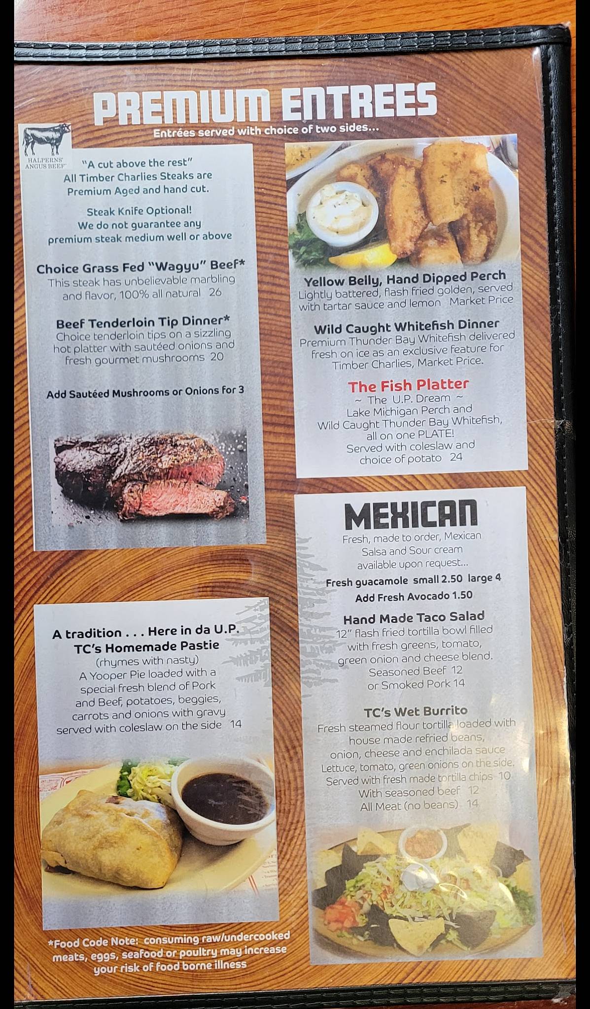 Menu at Timber Charlie's Food & Spirit pub & bar, Newberry