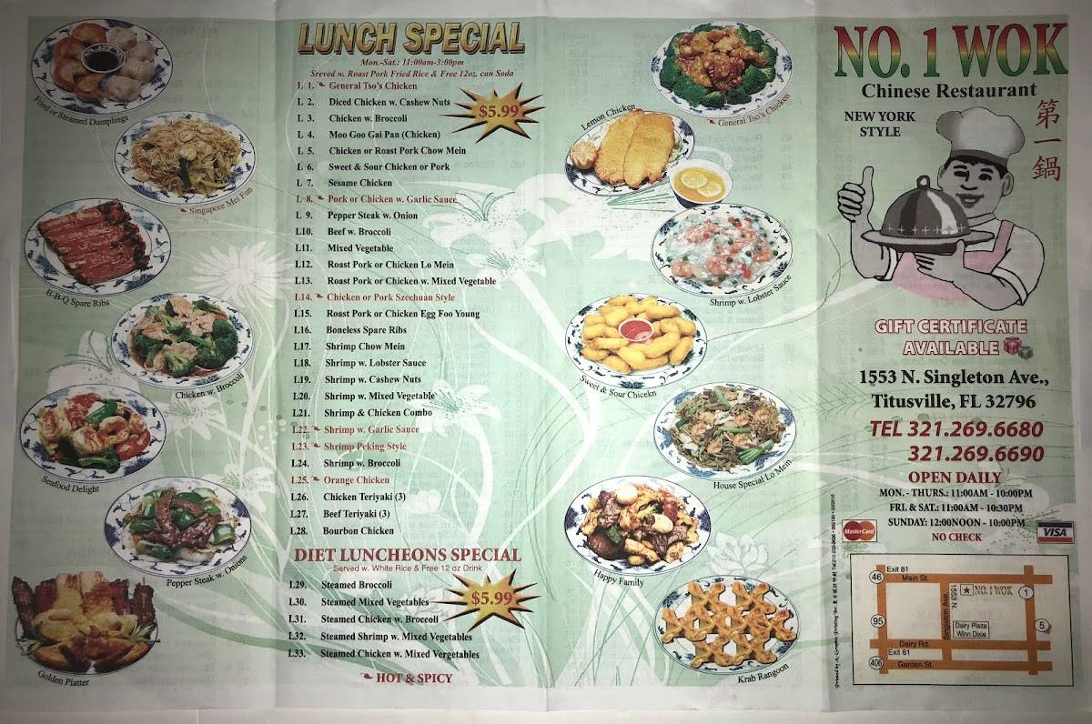 Menu at No. 1 Wok restaurant, Titusville