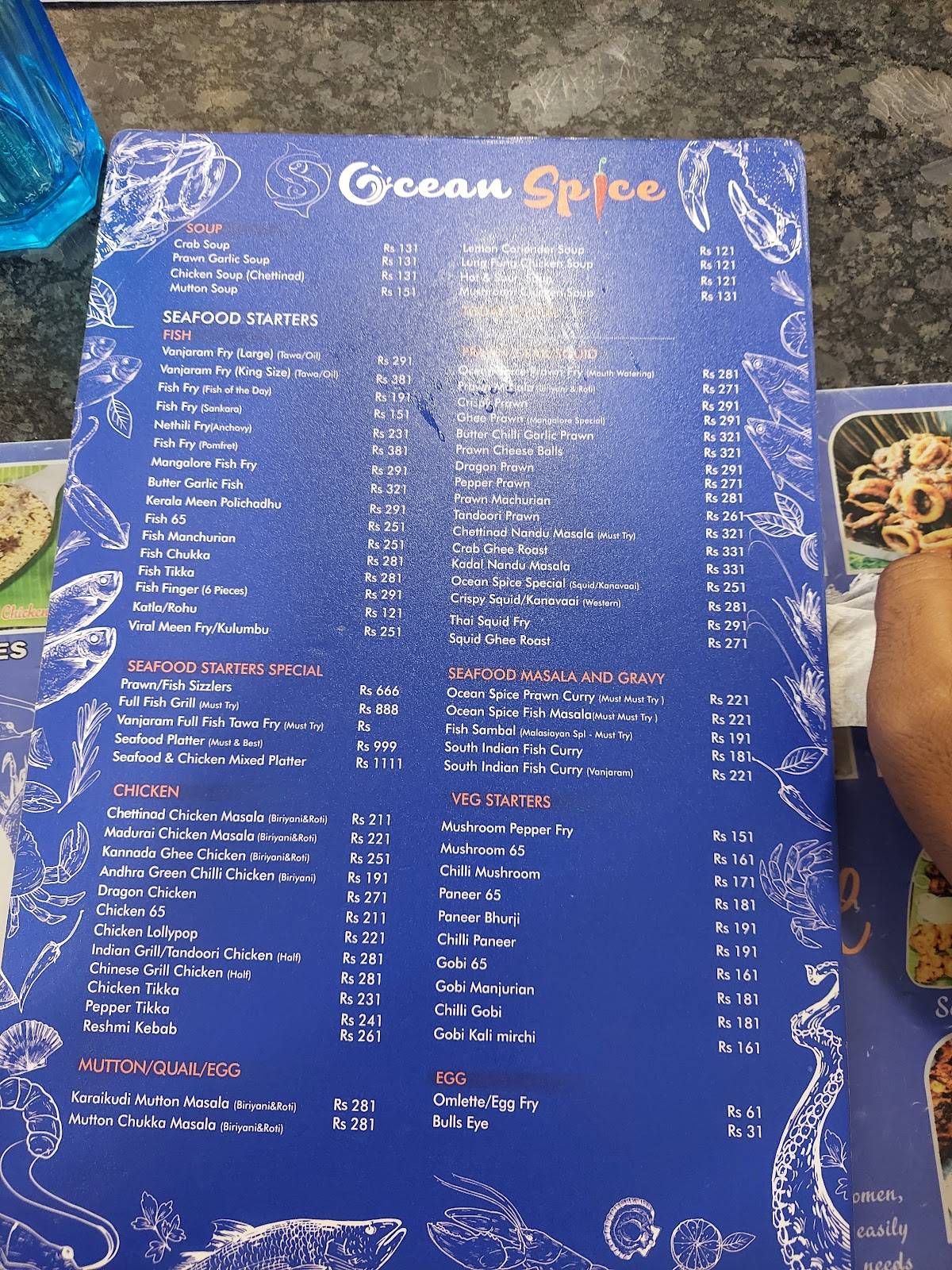 Menu at OCEAN SPICE, Salem
