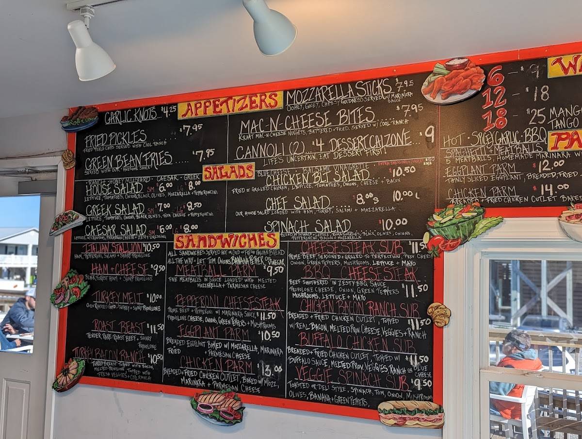 Menu at Pepperoni Grill at the Beach pizzeria, Oak Island