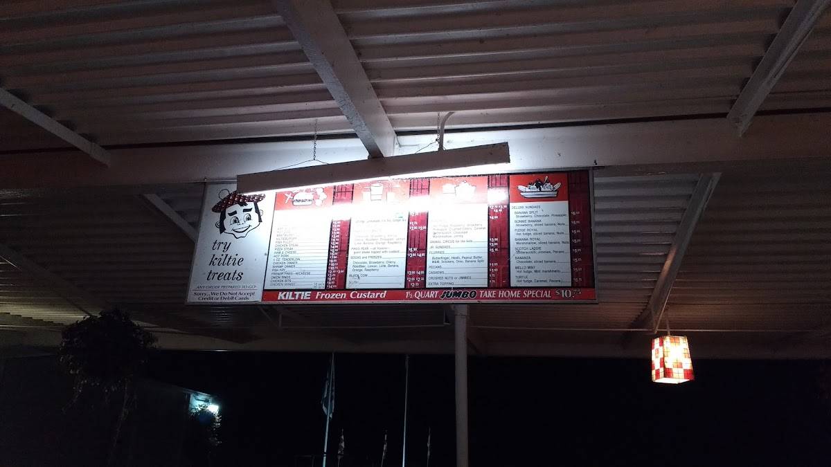 Menu at Kiltie Drive-In restaurant, Oconomowoc, N48W36154 E Wisconsin Ave