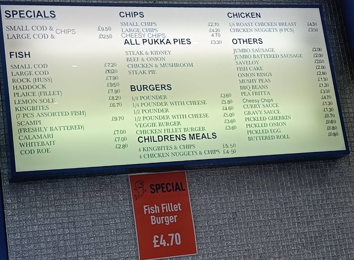 Menu at Oh My Cod fast food, Maidenhead
