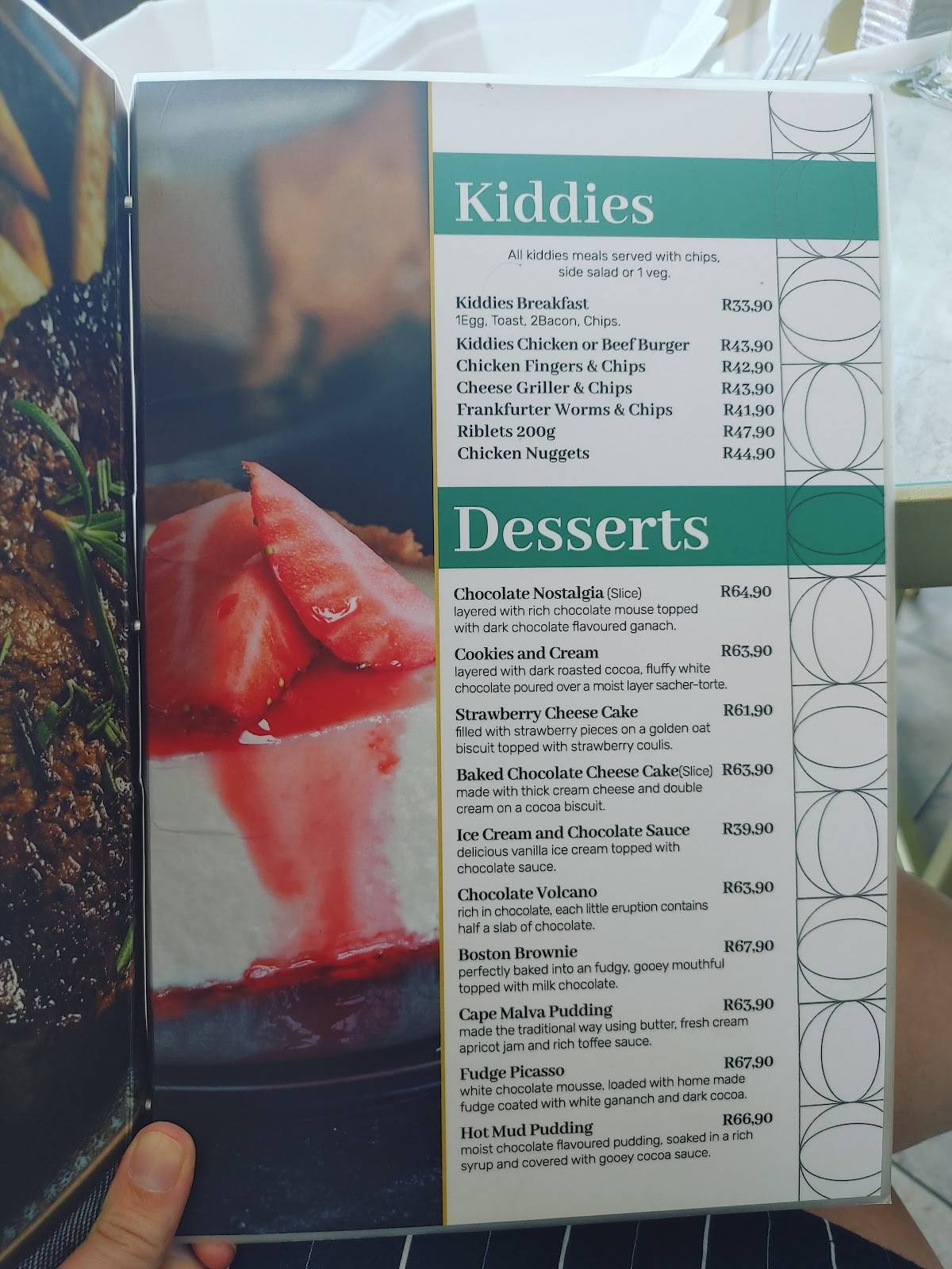 Menu at Ola's Unique Restaurant, Pretoria