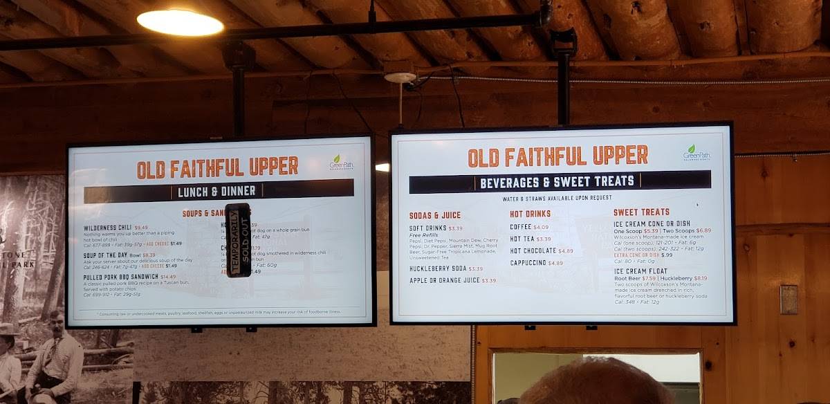 Menu at Old Faithful General Store Grill restaurant, USA