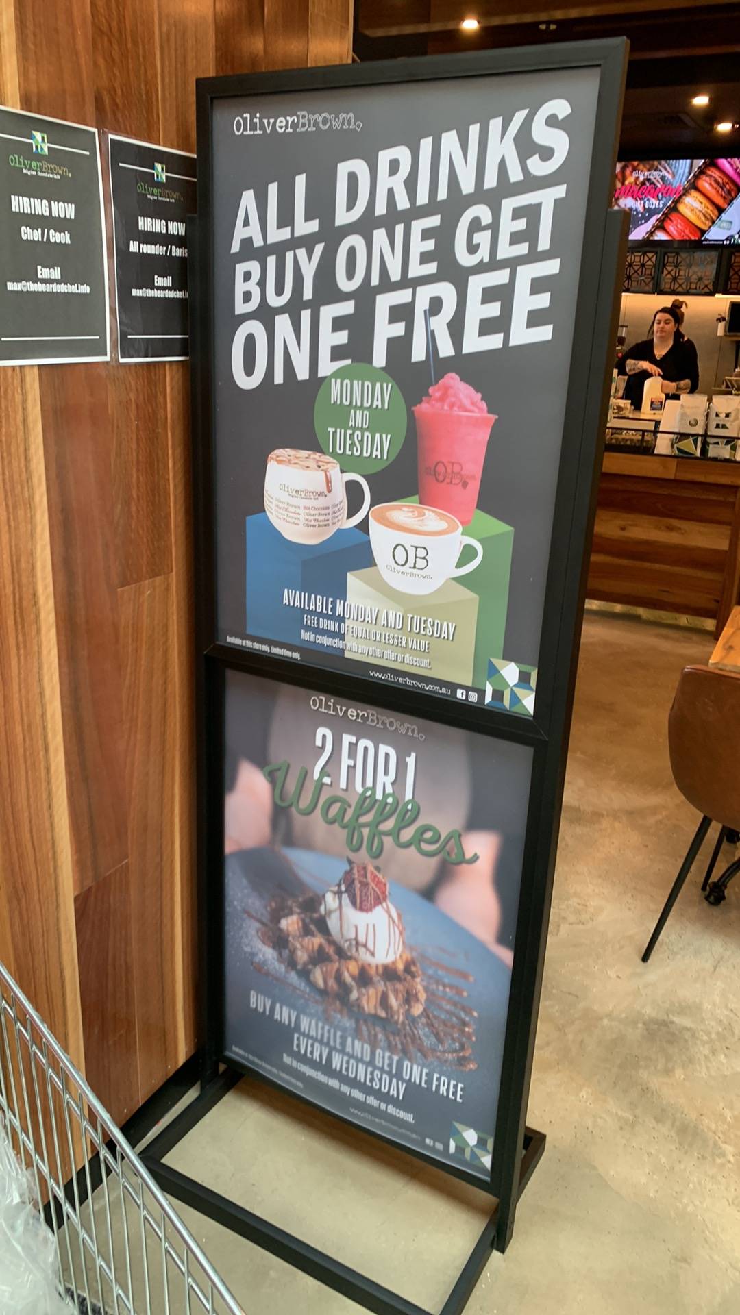 Menu at Oliver Brown cafe, Erina