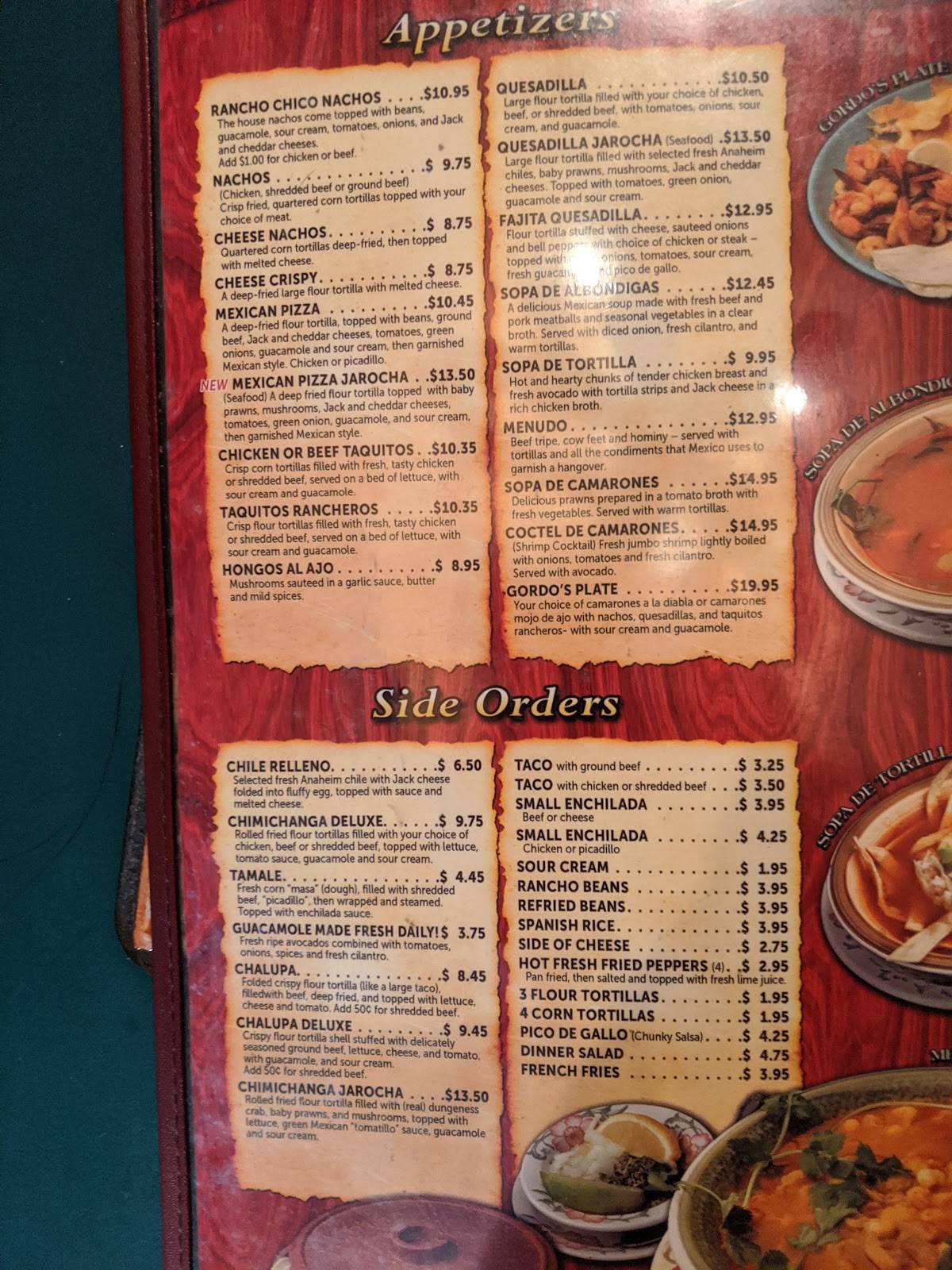 Menu at Rancho Chico restaurant, Omak