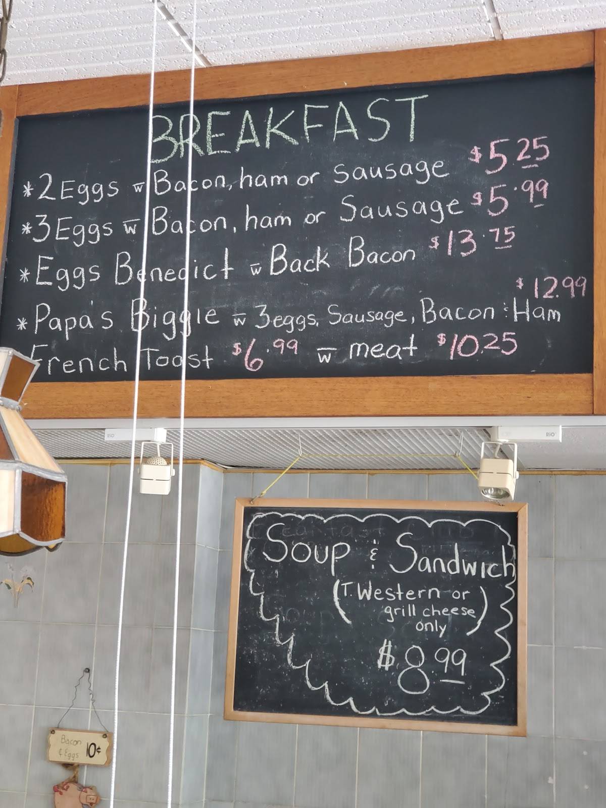 Menu at Opa & Oma's Diner restaurant, St. Catharines