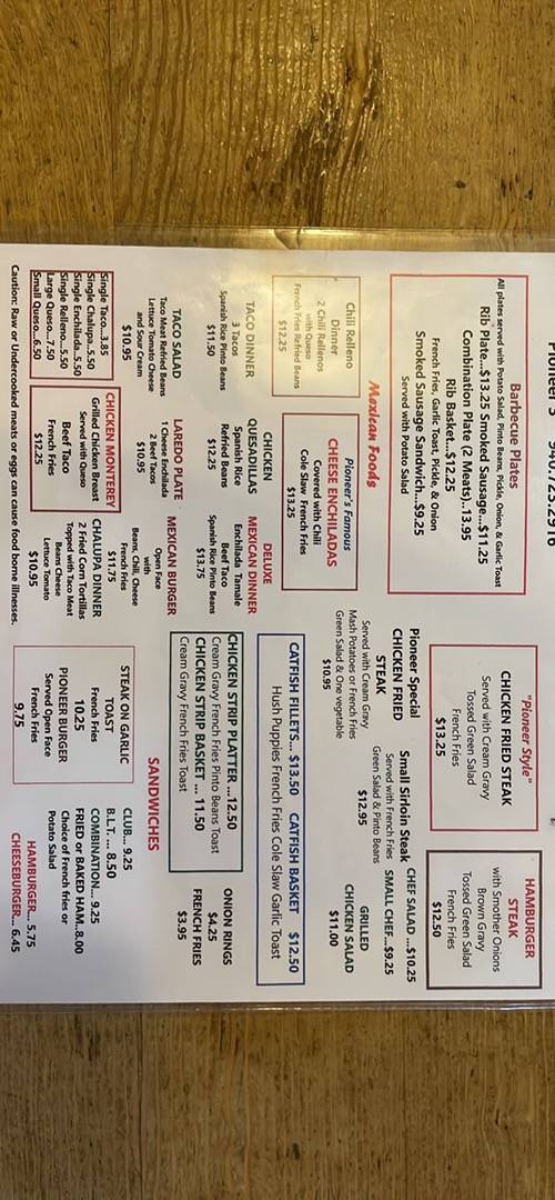 Menu at P3 restaurant, Wichita Falls