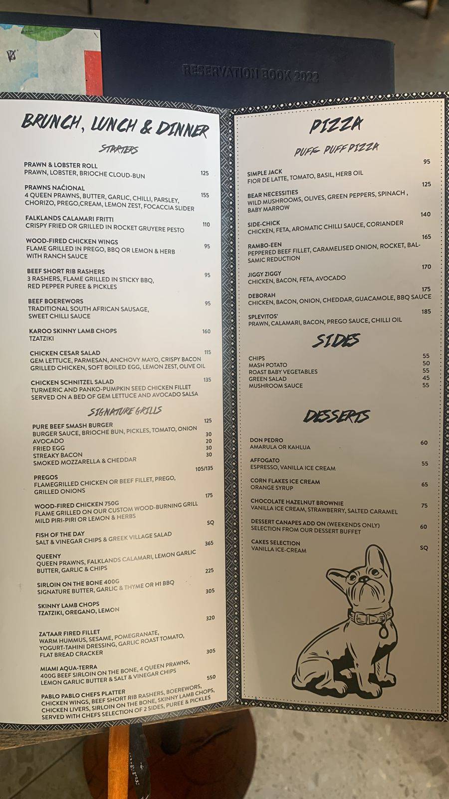 Menu at PABLO Sandton Restaurant, Sandton