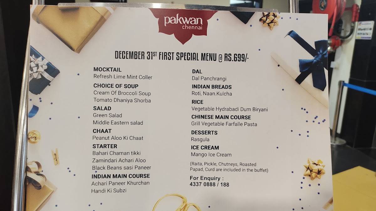 Menu at Pakwan Chennai, Chennai, 1st Floor