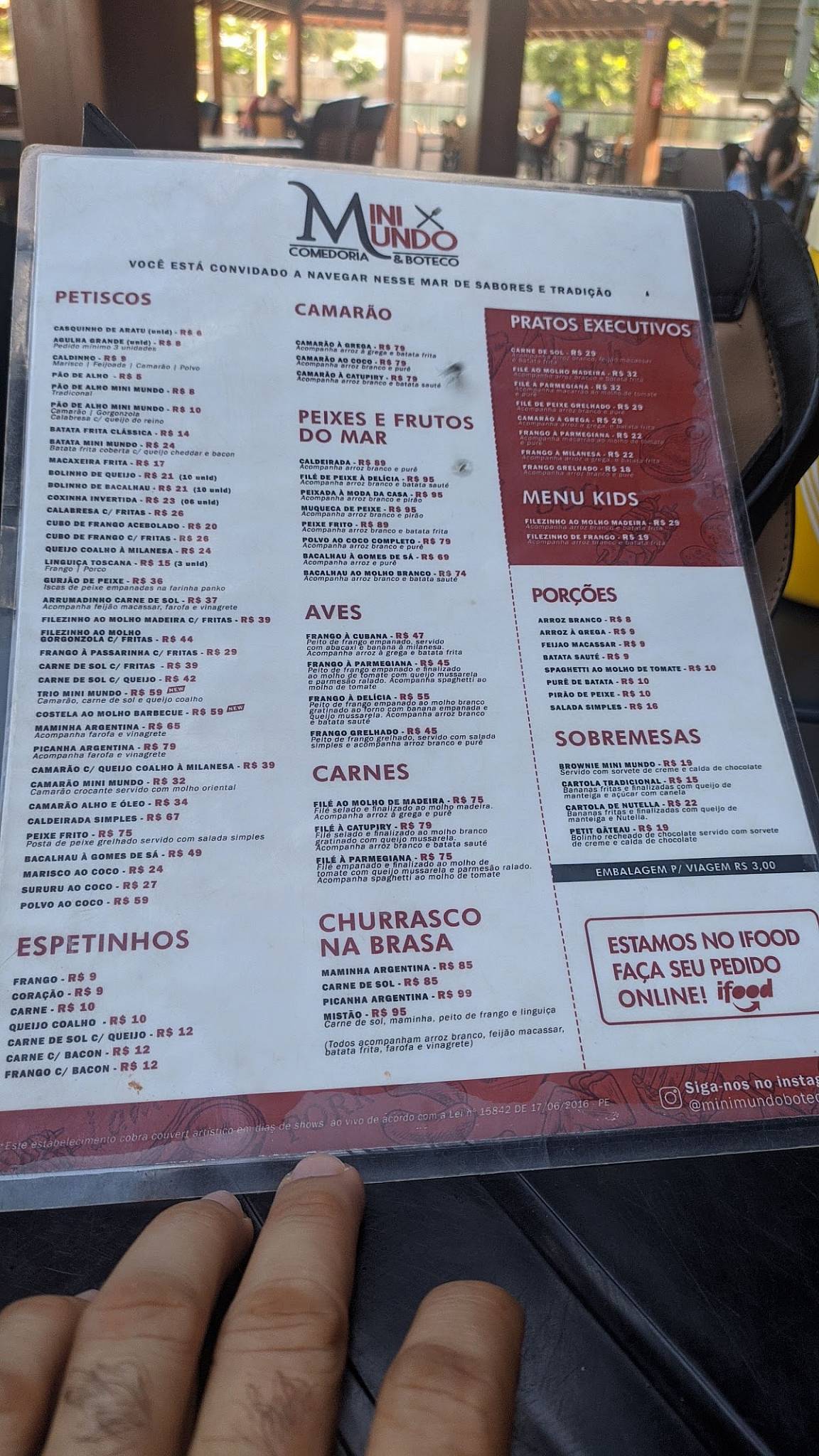 Menu at Mini Mundo Comedoria & Boteco pub & bar, Paulista