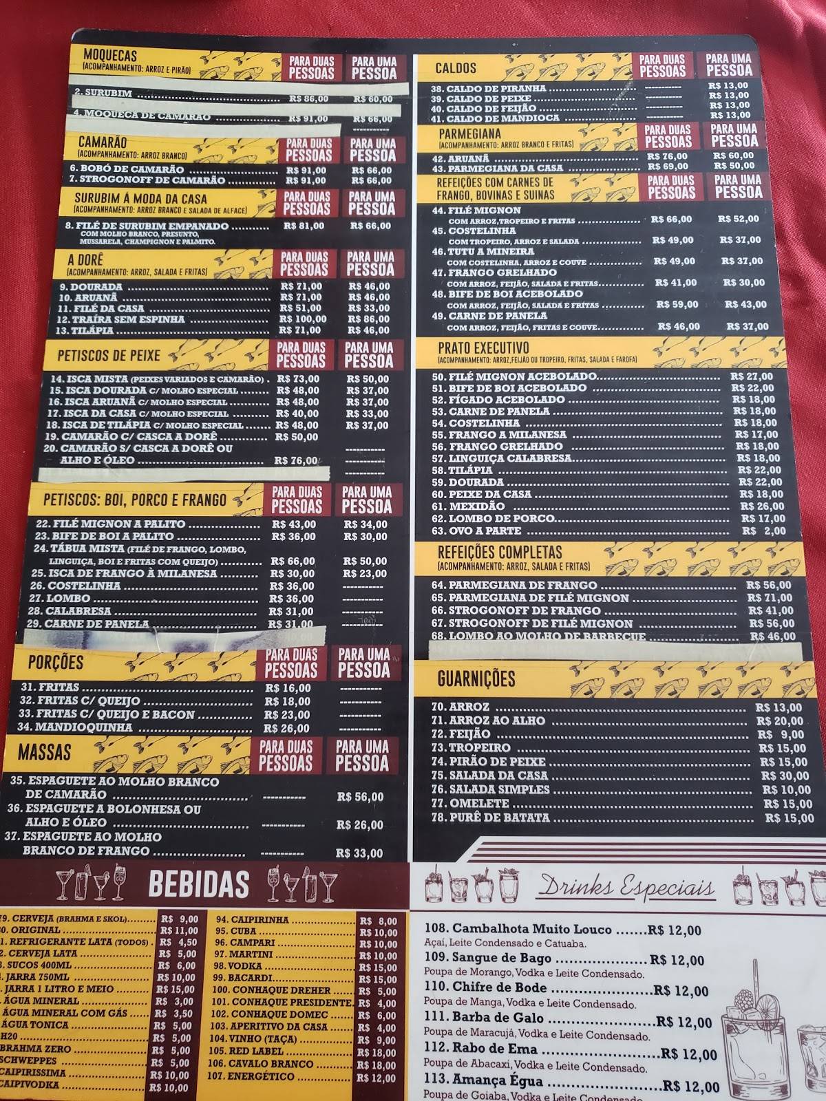 Menu em Peixe e Cia restaurante, Betim, Praça Milton Campos
