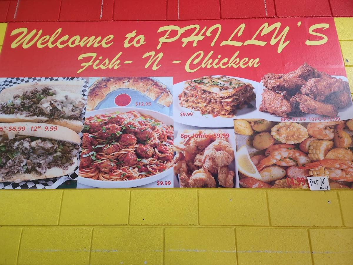 Menu at Philly’s Fish N Chicken pizzeria, Alexandria
