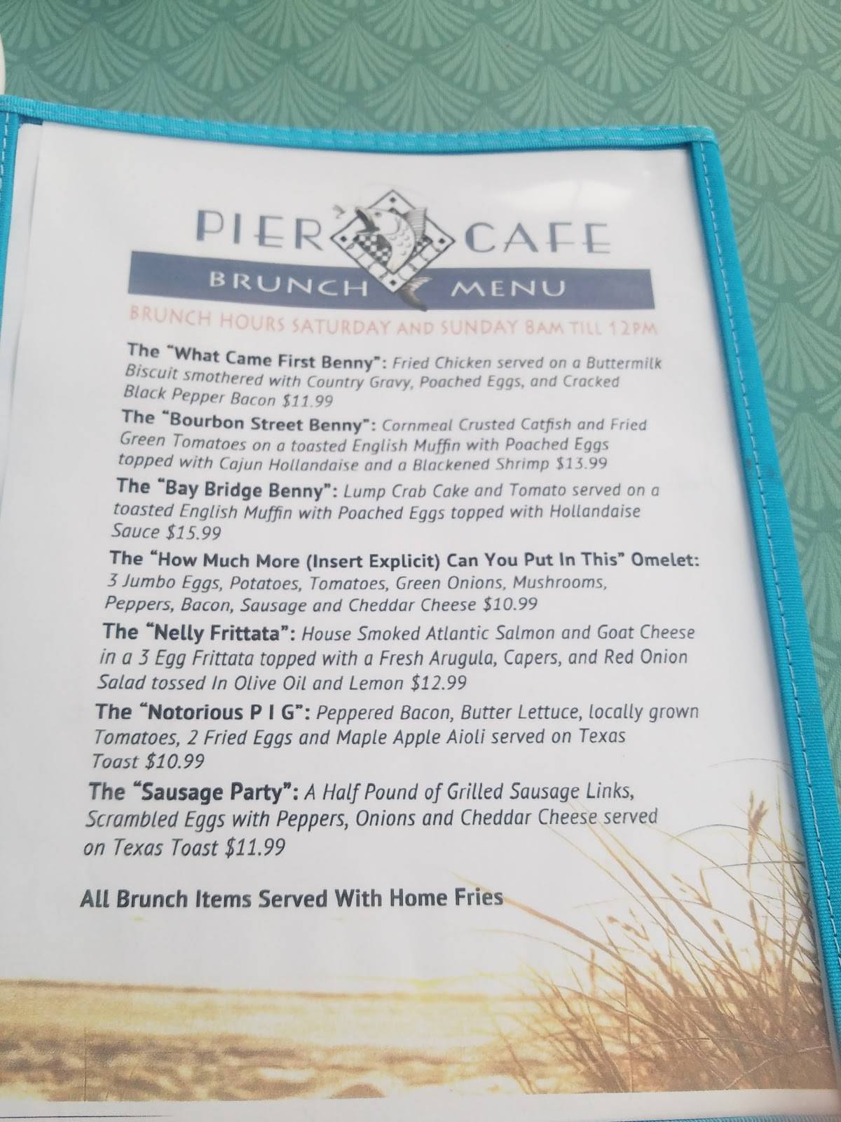 Menu at Pier Cafe, Virginia Beach