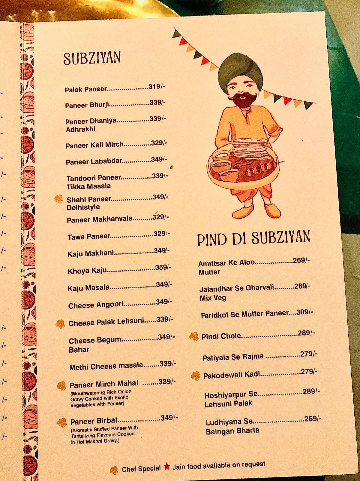 Menu at Pind Di Gali, Vadodara