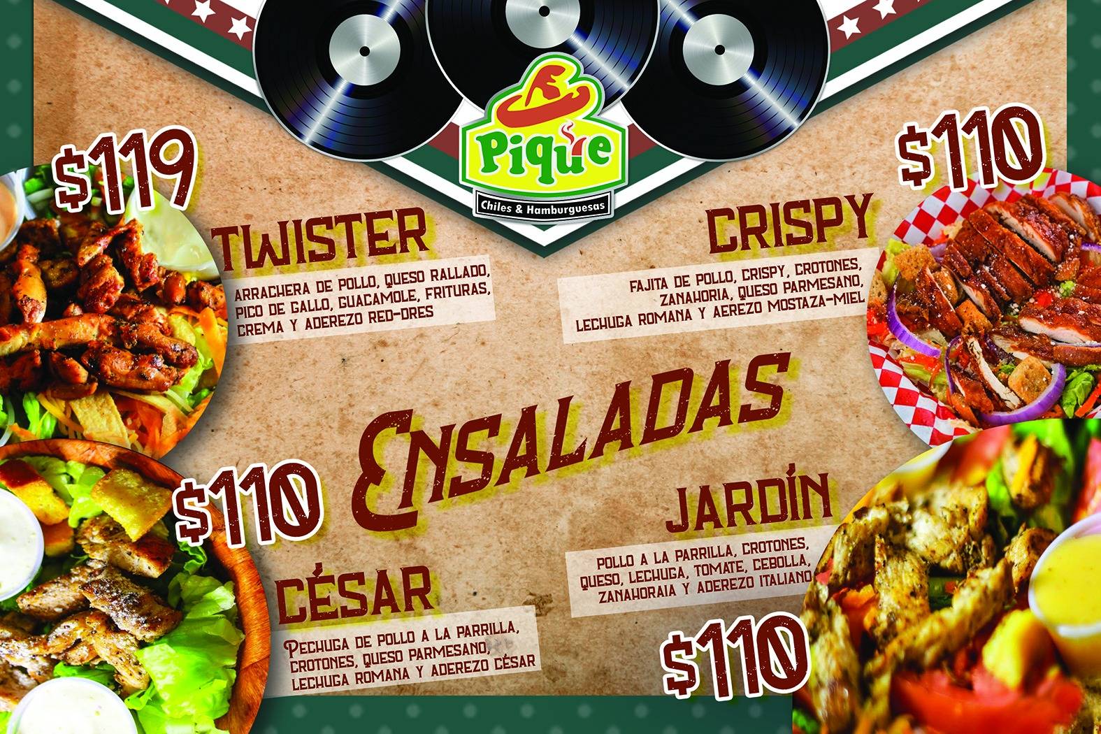 Carta del restaurante Piqué Chiles y Hamburguesas, Ciudad Juarez, Calle ...