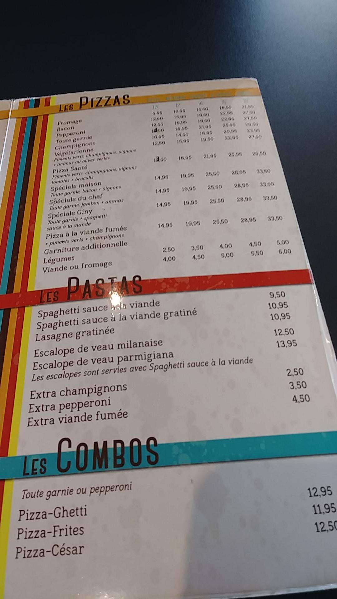 Menu au Pizza Giny pizzeria, Saint-Polycarpe