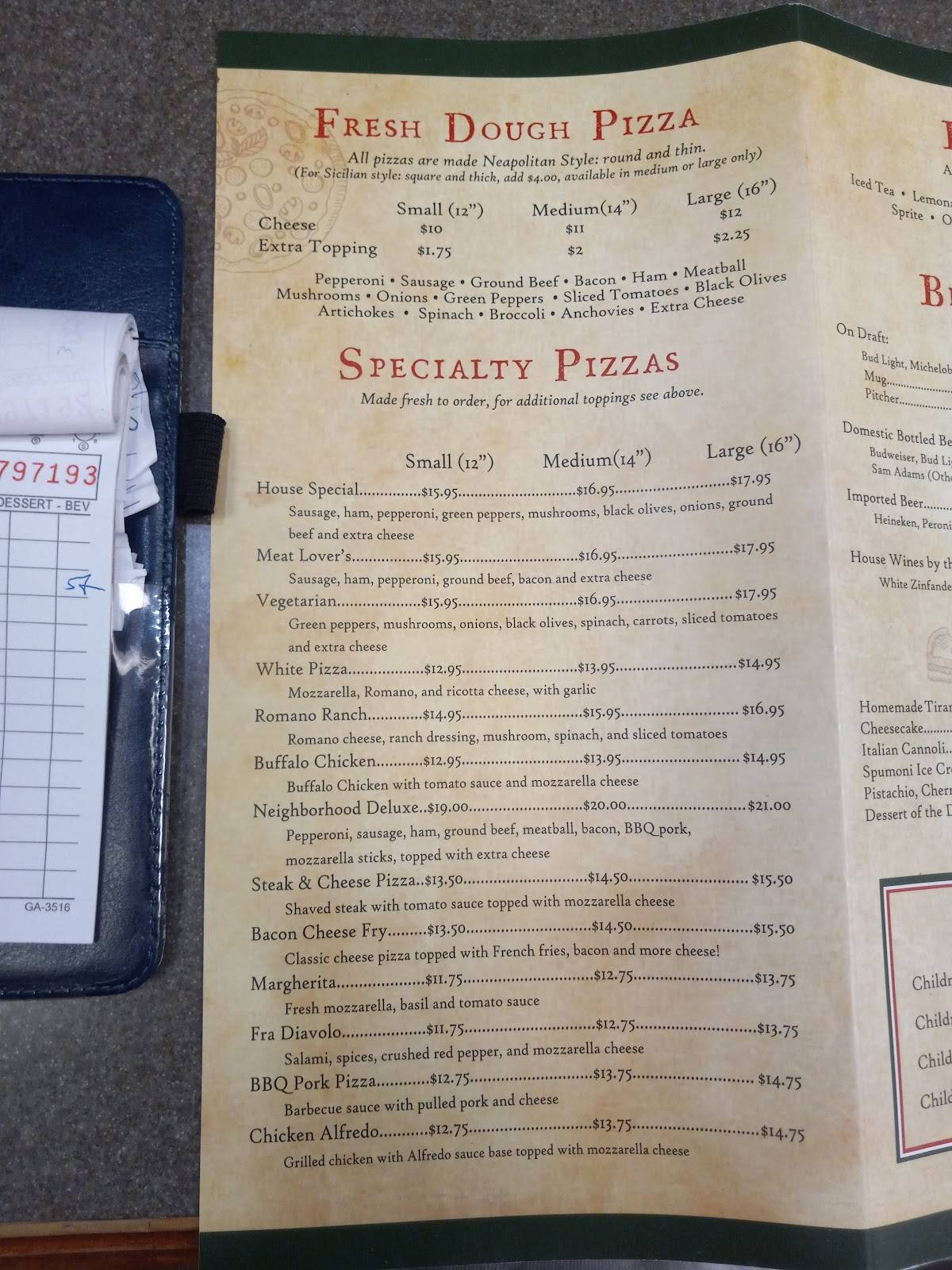 Menu at Ciro's Pizza E Cucina pizzeria, Culpeper