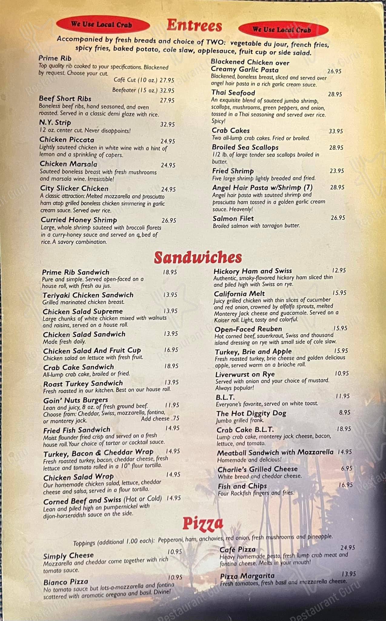 Menu at Goin' Nuts Cafe, Salisbury, 947 Mt Hermon Rd