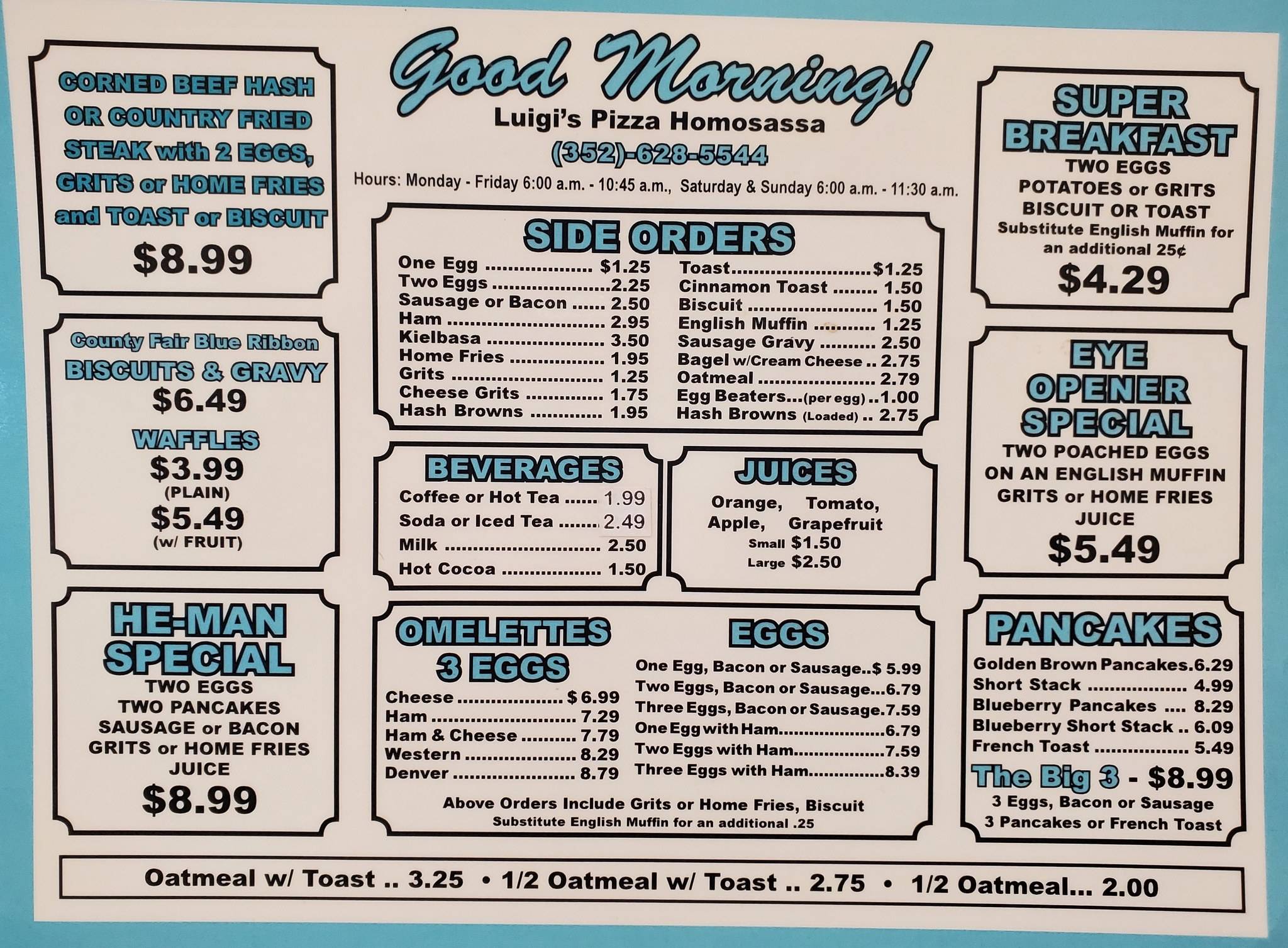 Luigis Pizza Homosassa Menu
