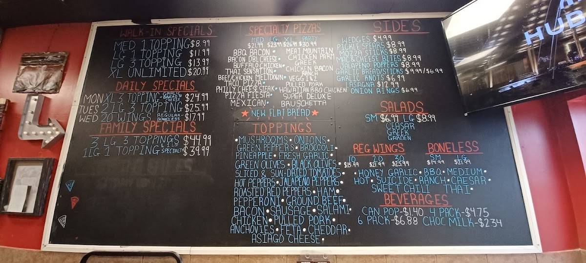 Menu at Papa's Pizzaland pizzeria, Port Hope
