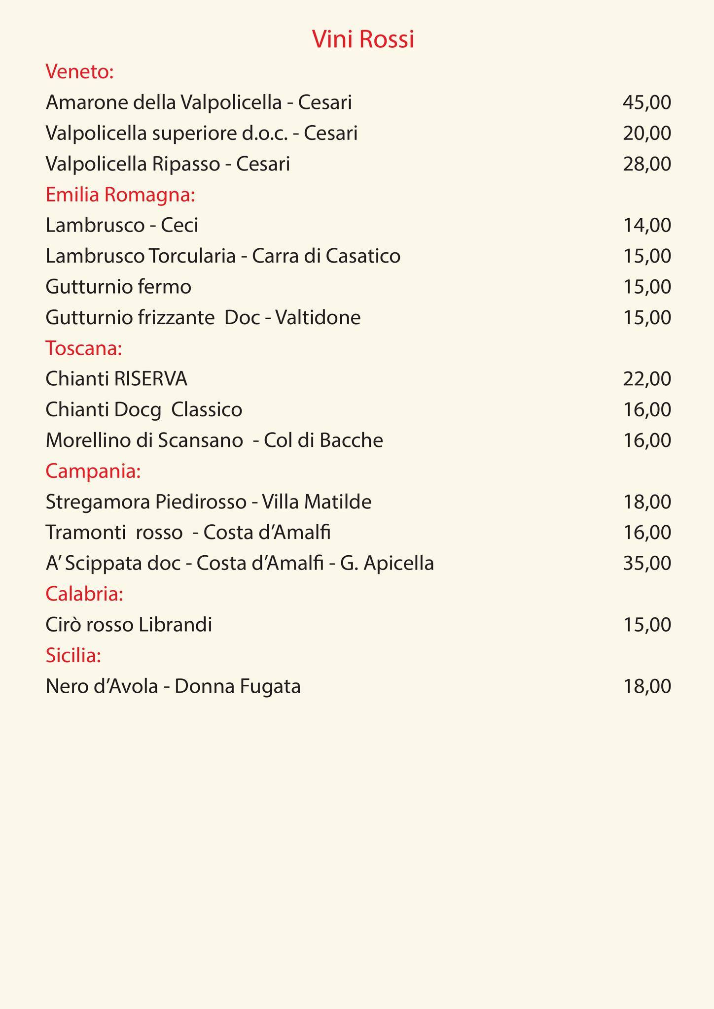 Menu da Tramonti 2 pizzeria, Parma