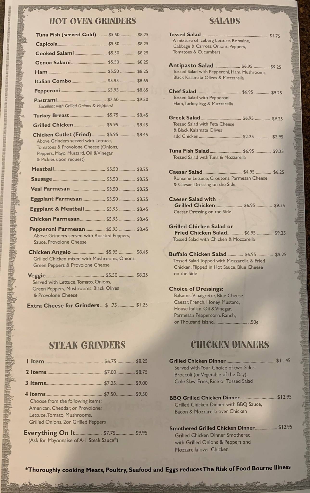 Menu at Uncle Sam's Restaurant, Bristol