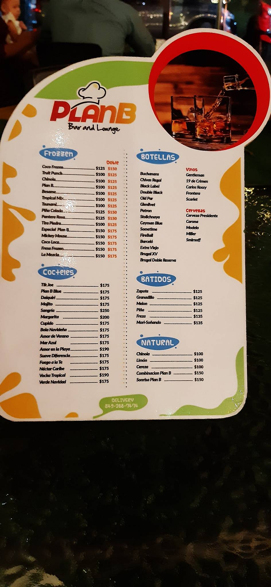 Menu at Plan B Bar and Longe, Azua