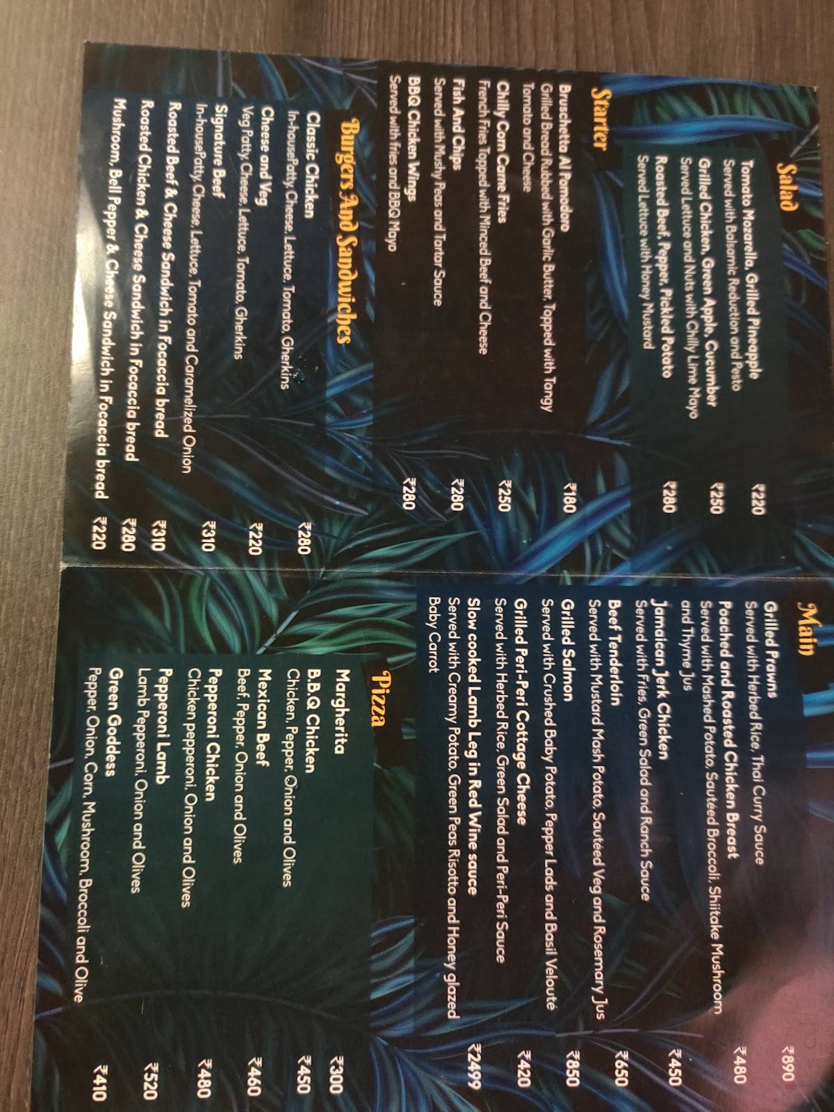 Menu at Poems Cafe, Kakkanad