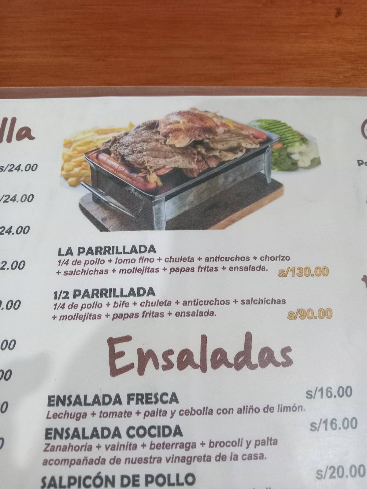 Carta del restaurante Pollería Rico Pollo, Nasca