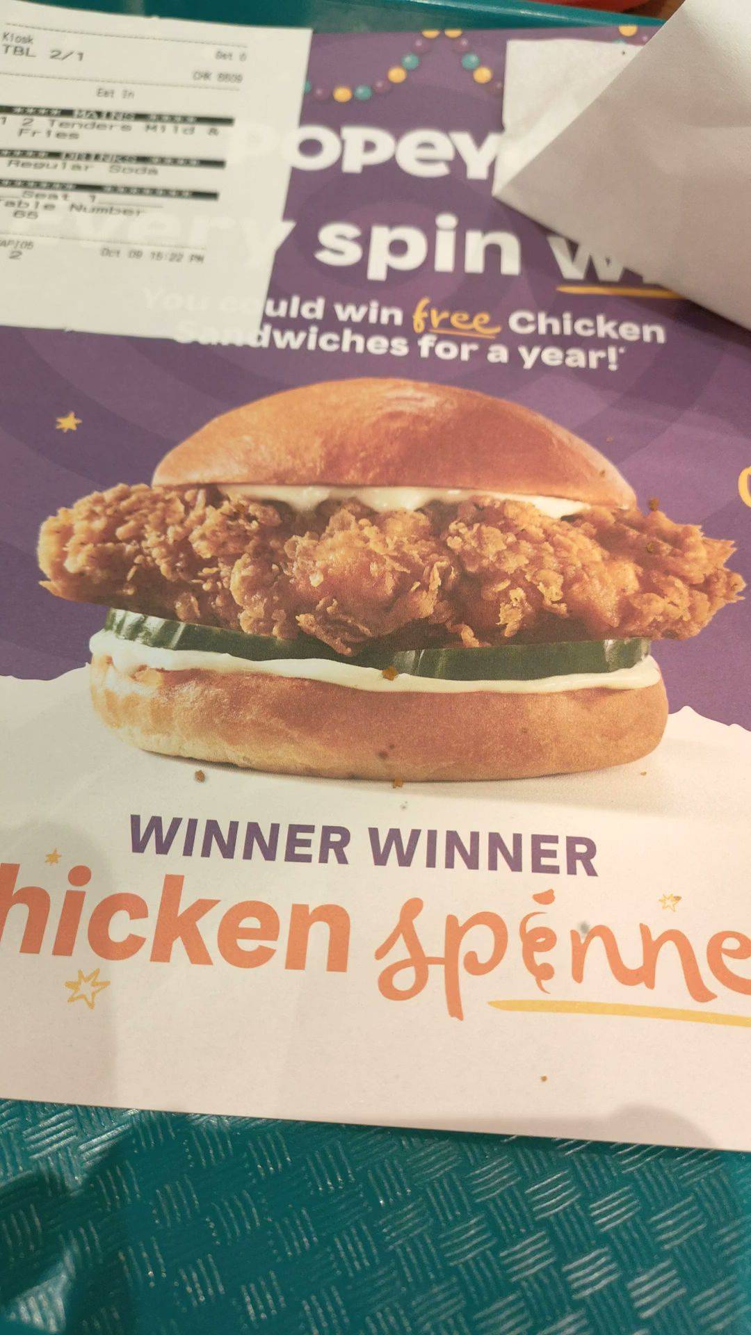Menu at Popeyes Louisiana Chicken restaurant, Cambridge