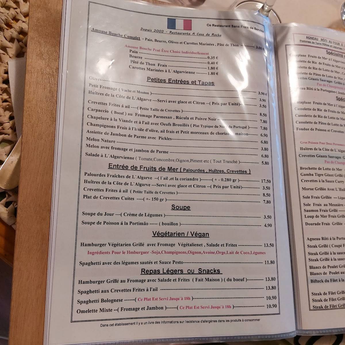 Menu em A Casa da Rocha restaurante, Portimão, Av. Tomás Cabreira